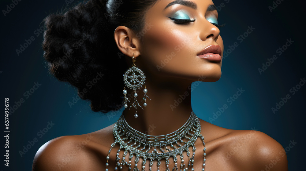 Portrait profile close beautiful black african woman exotic fashionista ...