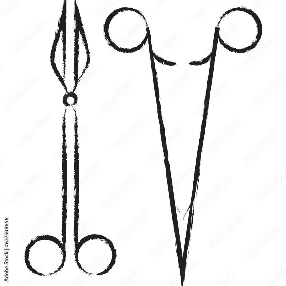 Hand drawn Surgical scissors icon Stock Vector | Adobe Stock
