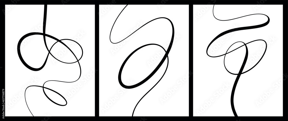 Minimalist Abstract Line Art Black and White Nordic Elegant Wall Art ...