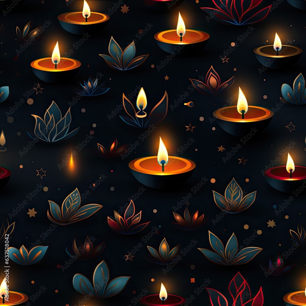 Festive Heritage: A Diwali-themed seamless texture displaying the ...