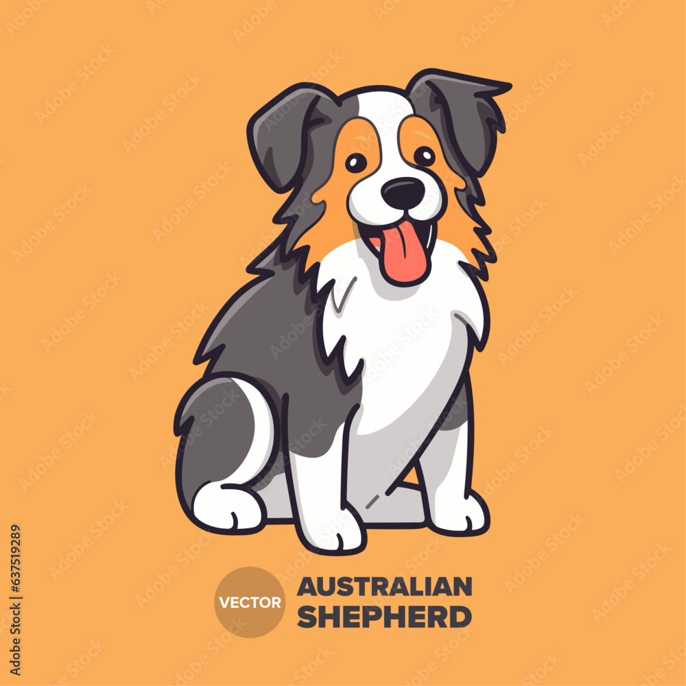 Cartoon Australian Shepherd: Whimsical Vector Art for Prints and Decor ...
