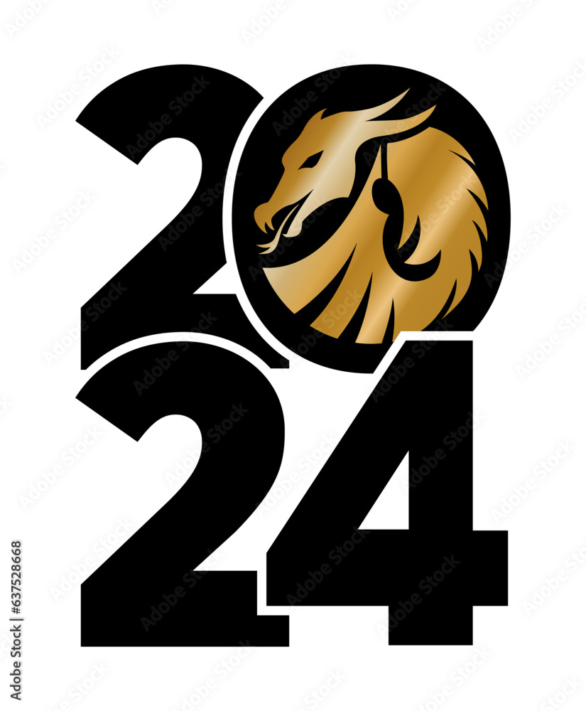 Logo 2024 with the dragon. Icon with the symbol of the year. Simple ...