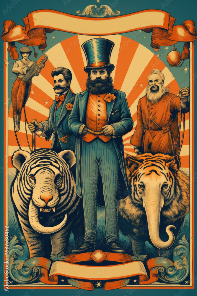 Vintage circus poster Stock Illustration | Adobe Stock