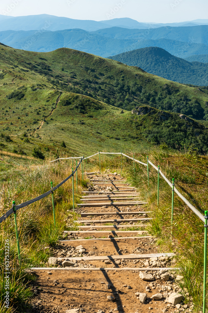 Trekking trial trough wilderness and scenic nature at summer in ...
