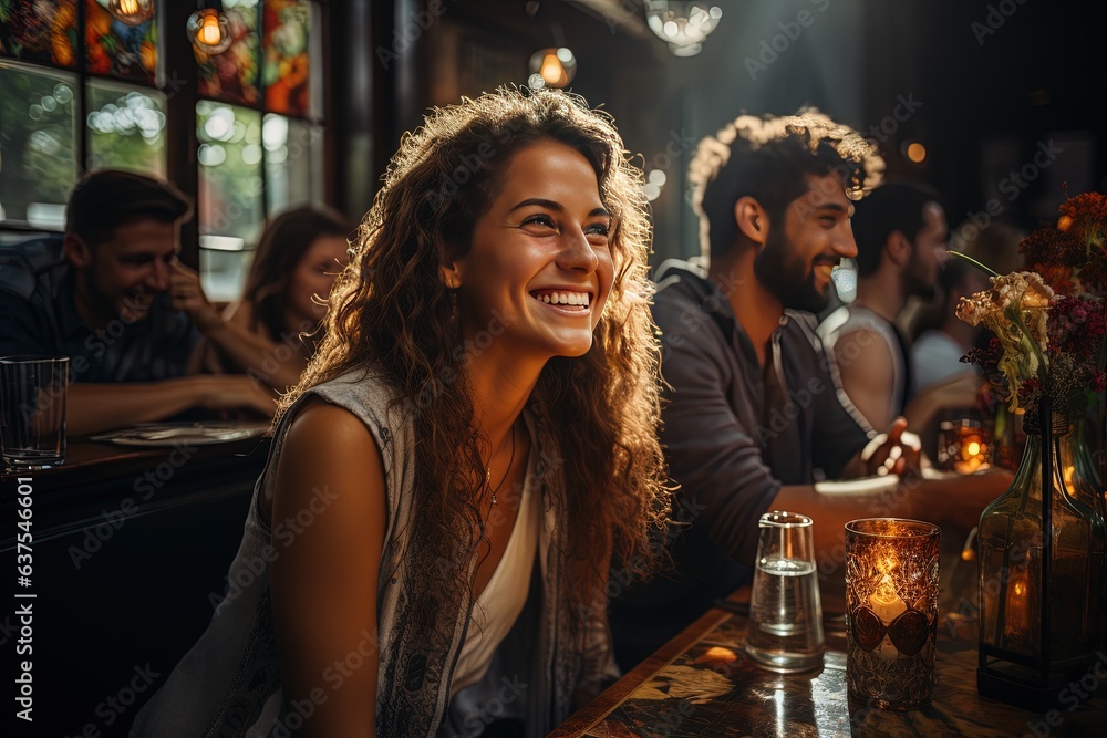 A heartwarming moment captured as friends share a laugh, creating an ...
