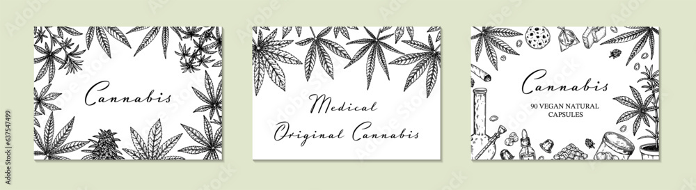 Cannabis horizontal design for packaging, social media posts, store ...