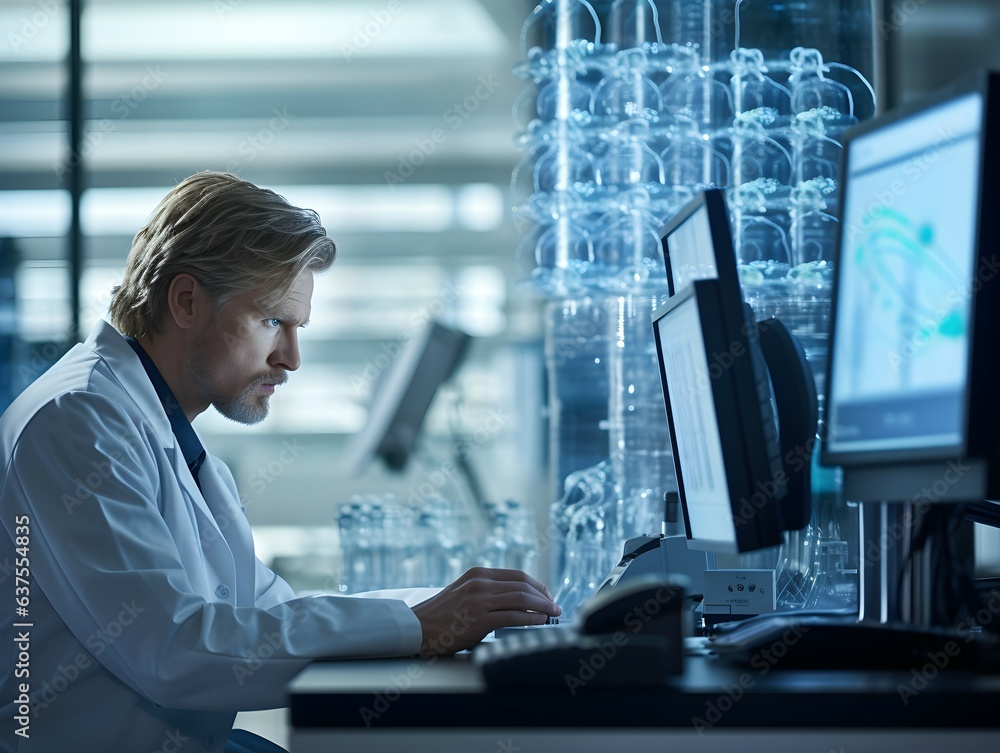 Lab Technician Examining DNA Helix for Tailor-Made Treatment Plans and ...