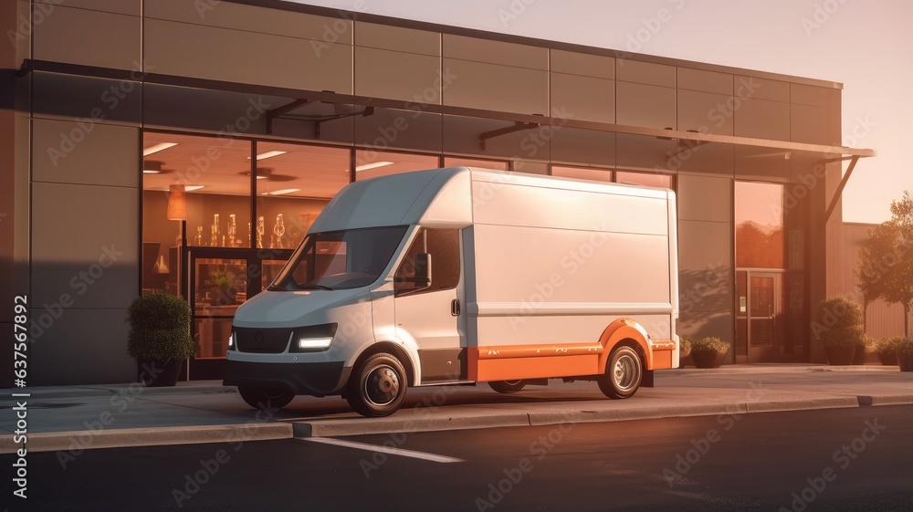 A delivery van leaving a distribution center, showcasing the seamless ...