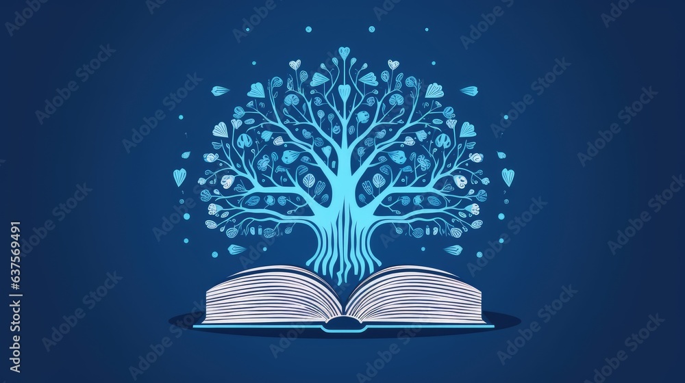 an open book from which the tree of knowledge grows, the concept of the ...