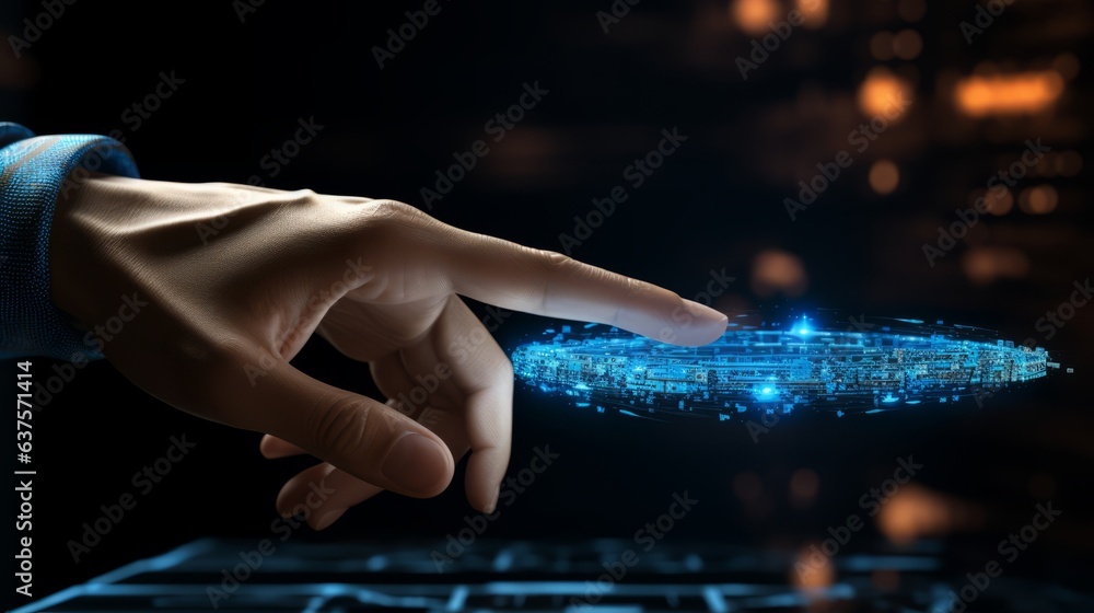 Robot hand isolated on a black background reaching out. 3D rendering of ...