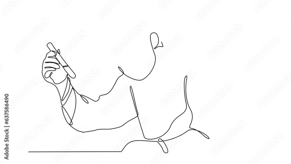 Animated self drawing of scientist do research in the laboratory with ...
