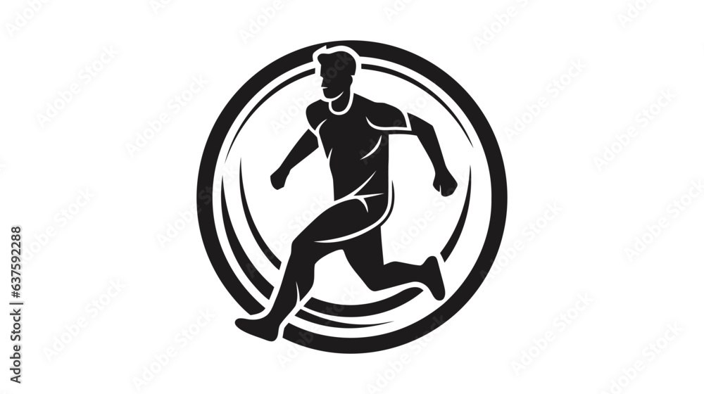 Running sprinter man. Flat vector illustration icon, logo design ...