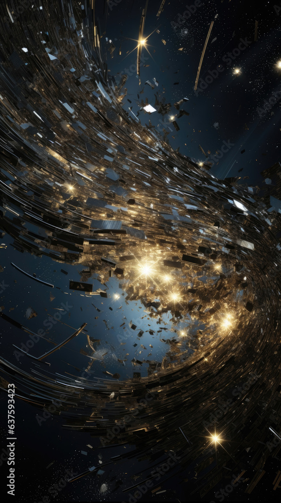 This space debris orbiting captures a blizzard of particles and chunks ...