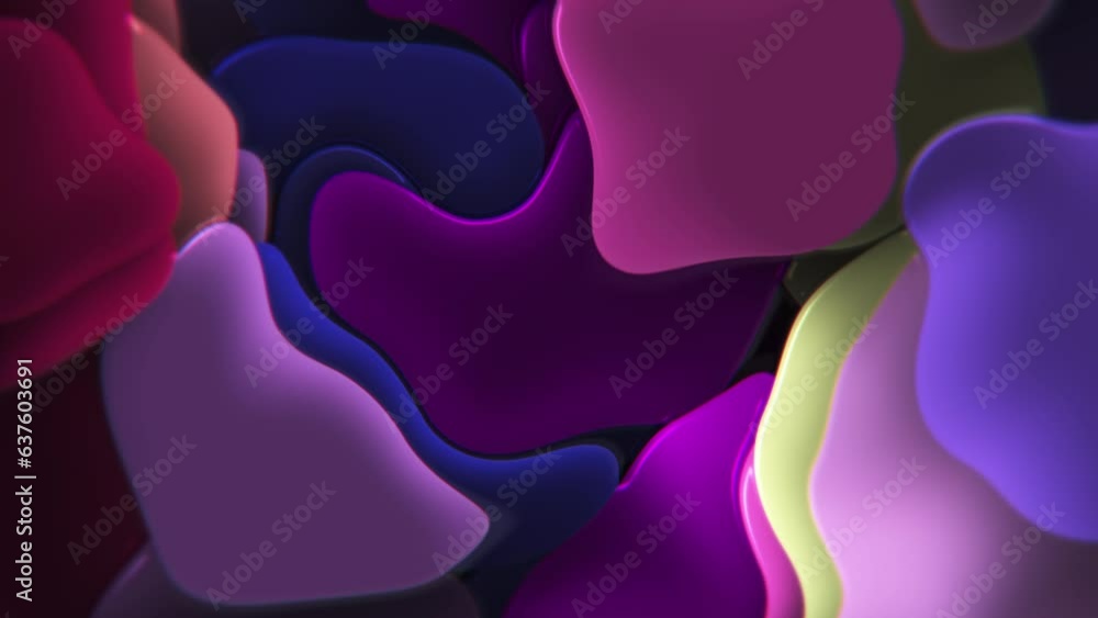 Retro 1970s psychedelic morphing liquid organic shapes in vibrant color ...