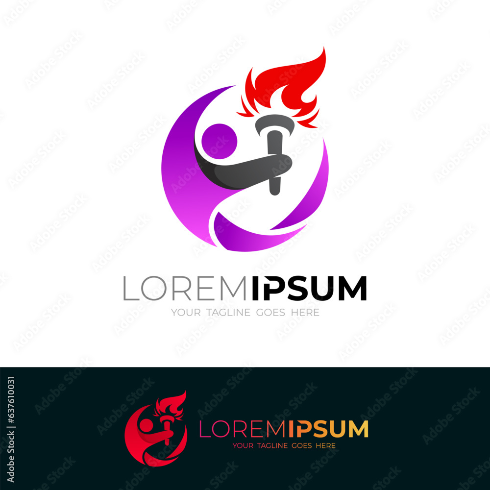logo of person carrying torch flame, sport logos Stock Vector | Adobe Stock