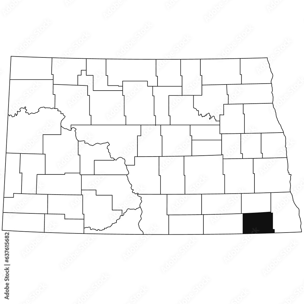Map of Sargent County in North Dakota state on white background. single ...