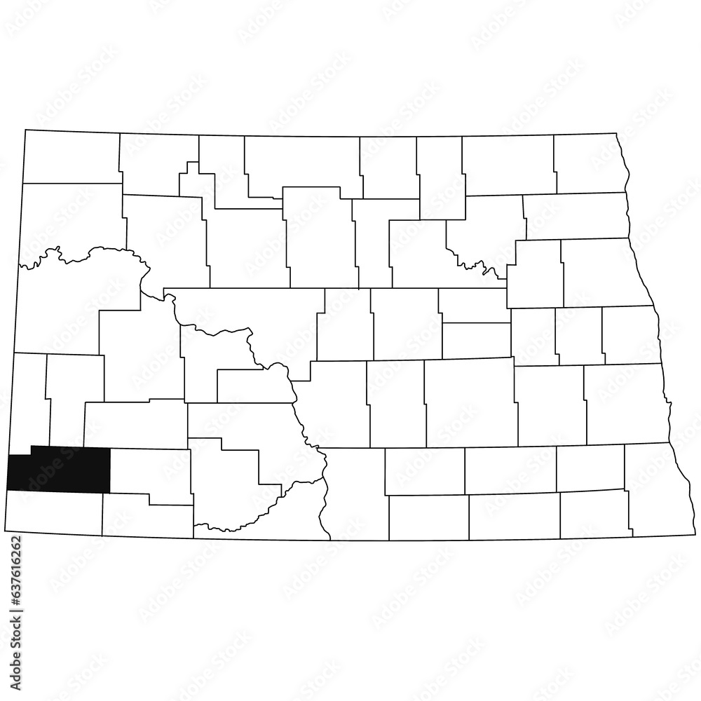 Map of slope County in North Dakota state on white background. single ...