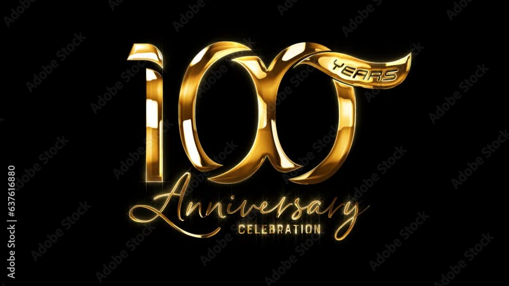 100th Happy Anniversary Celebration Greeting Text Luxury Gold on ...