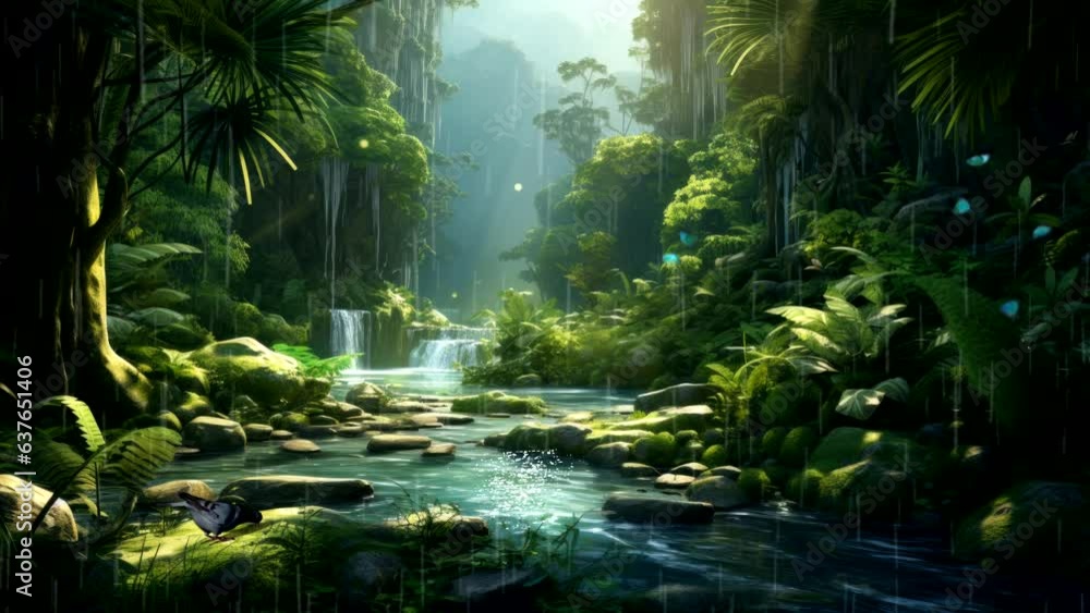 deep forest background video, with river, tree amazing view landscape ...