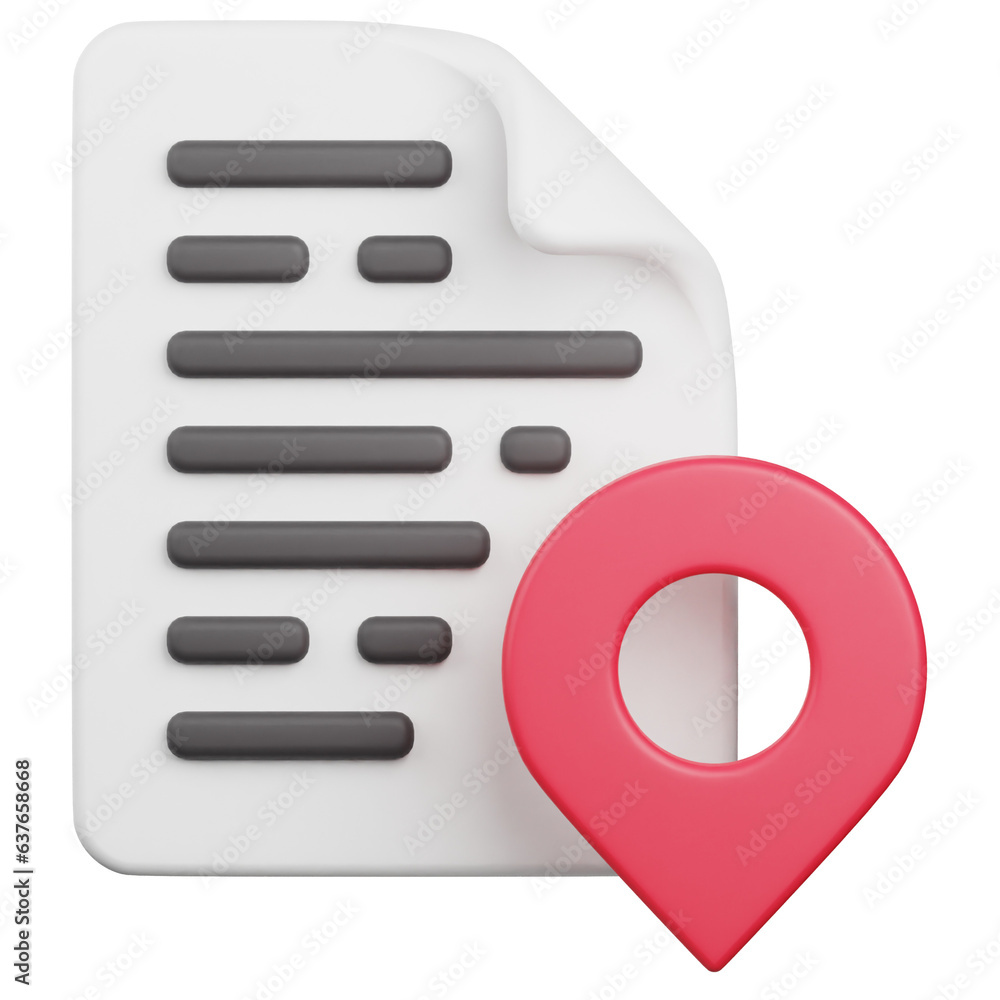 3D Render File Location Icon, illustration isolated on white background ...
