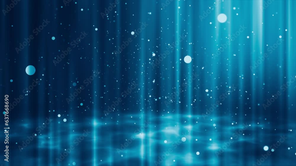Abstract Blue light rays particles glitter background. Blue Particles ...
