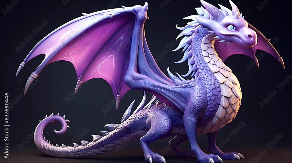 Fantasy Fierce dragon Roars and prepares to attack with wings spread ...