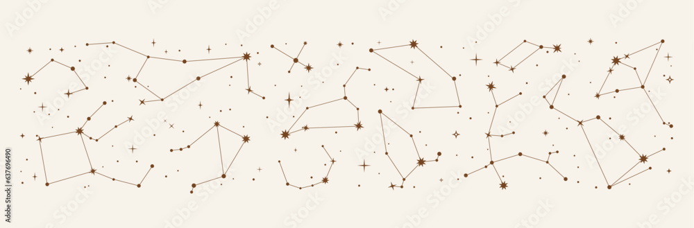 Space star constellation border. Night galaxy sky map, mystic astrology ...