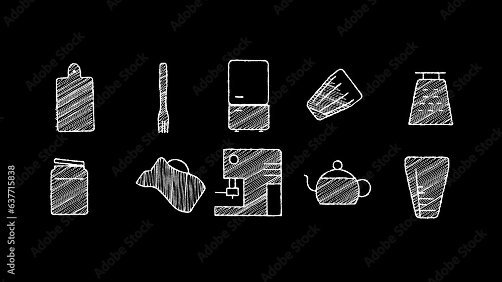 10 Cooking Animated Chalkboard Icons 3 Stock Template | Adobe Stock