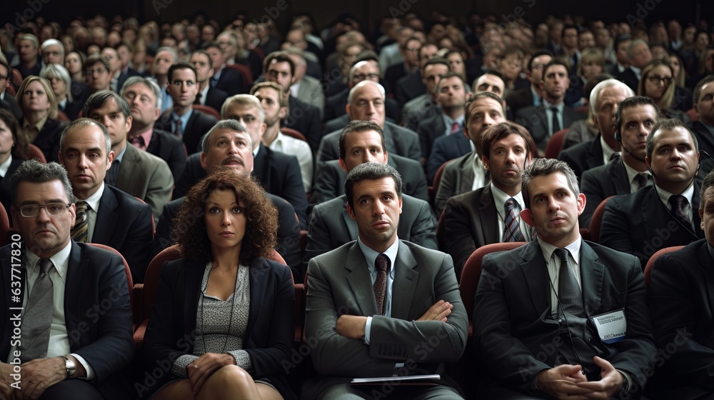 group of businesspeople attending a conference Diverse men and women ...