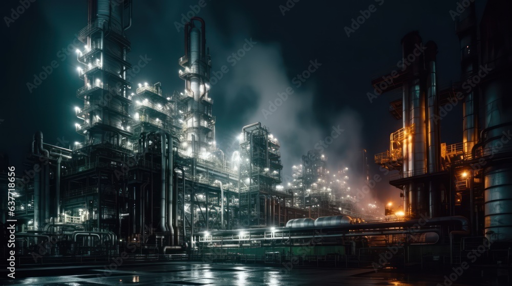 Industrial view at oil refinery plant form industry zone Stock Photo ...