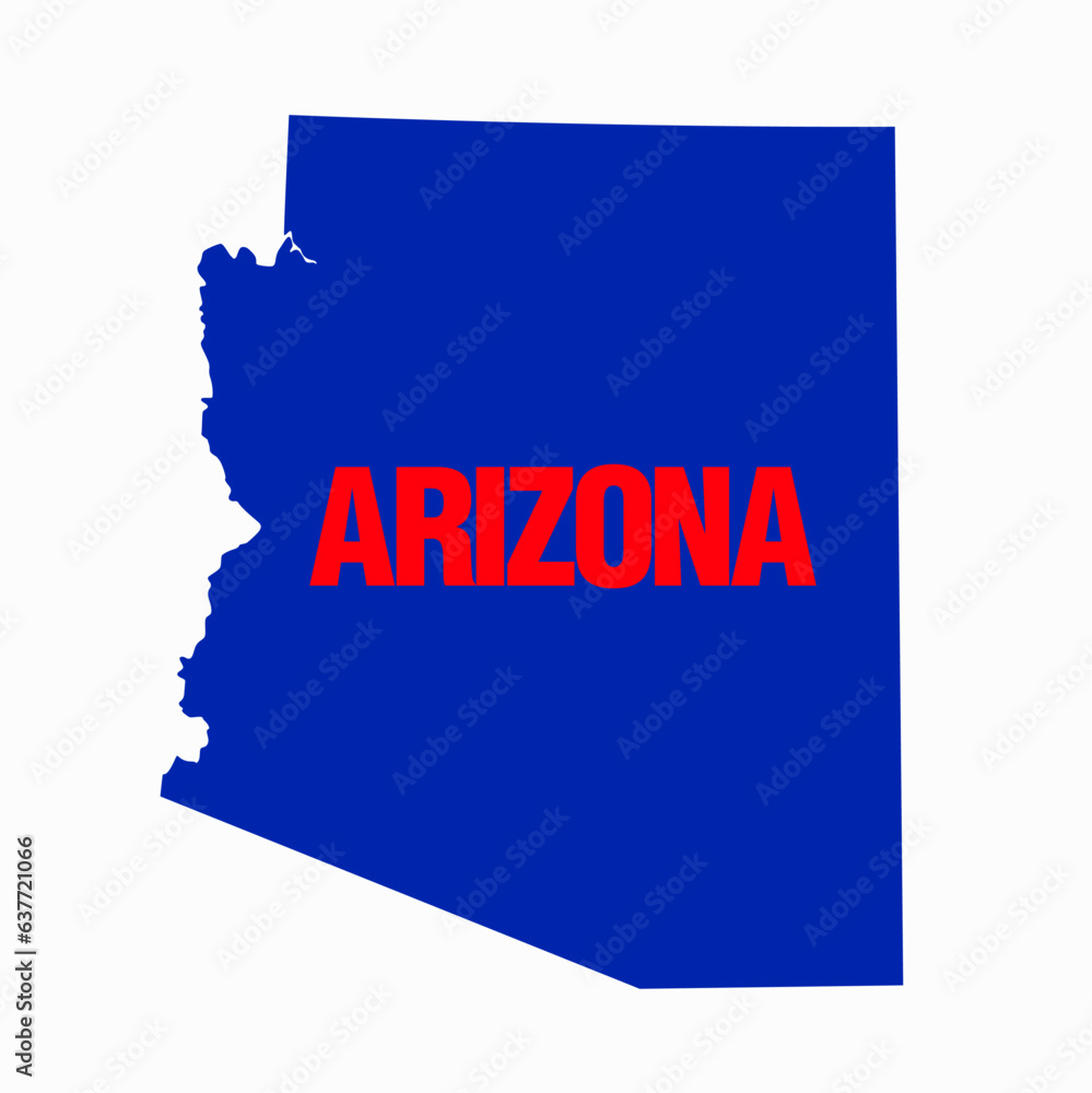 Arizona map with blue color vector illustration. Stock Vector | Adobe Stock