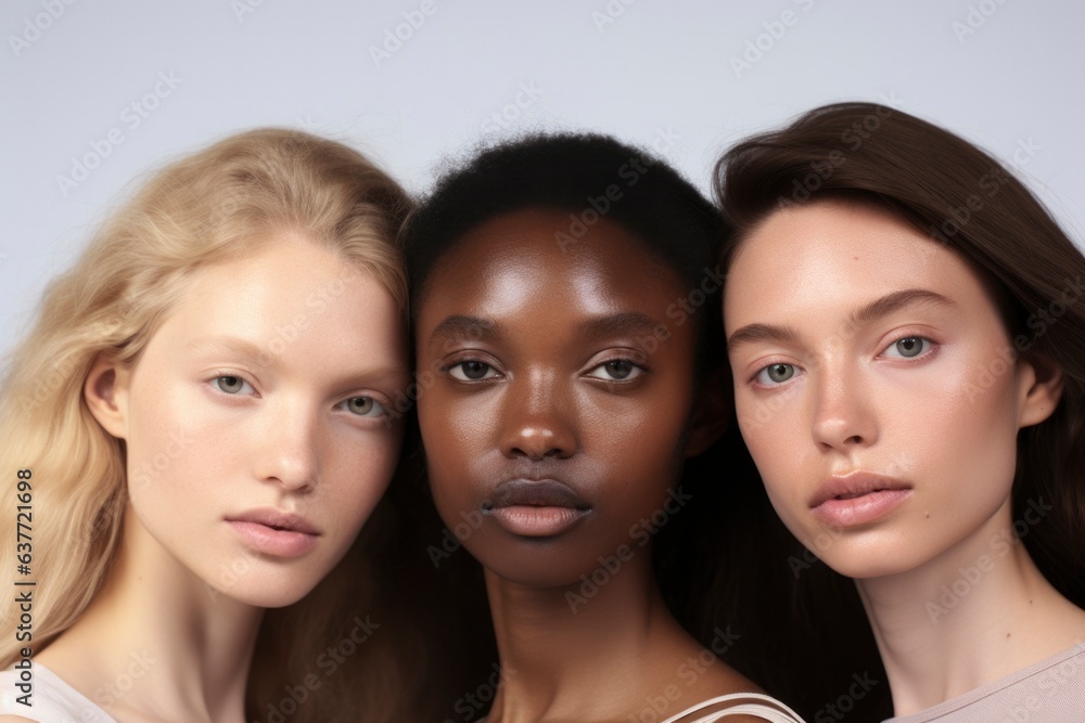 AI Generated. Group of women with different skin color. Beauty Stock ...