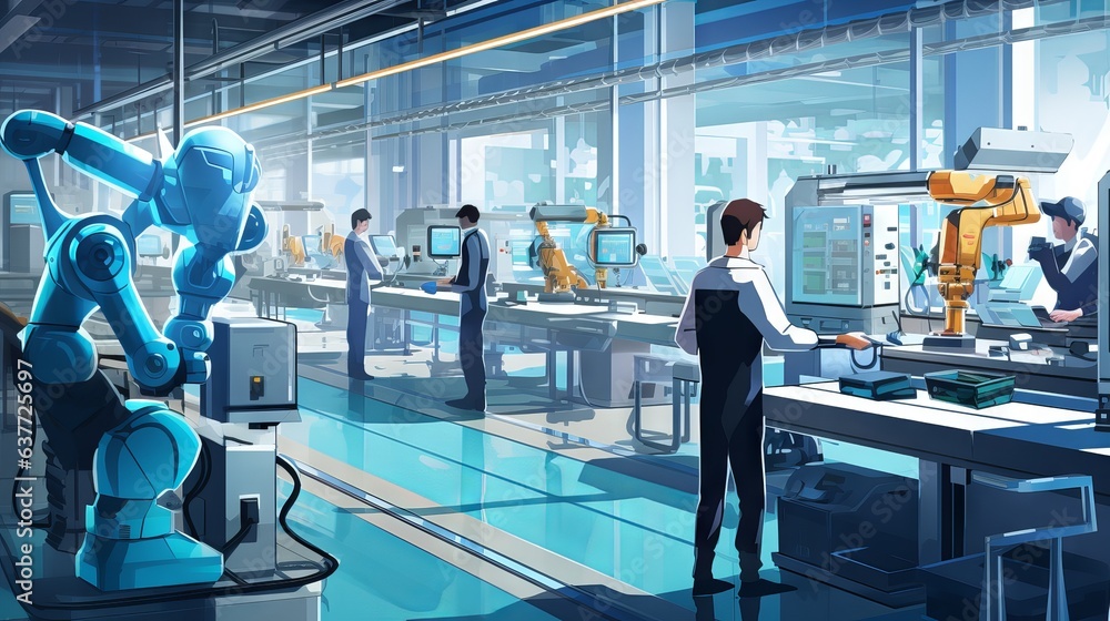 Synergistic Human Robot Collaboration In Modern Industrial Workspace Illustration Of Innovation