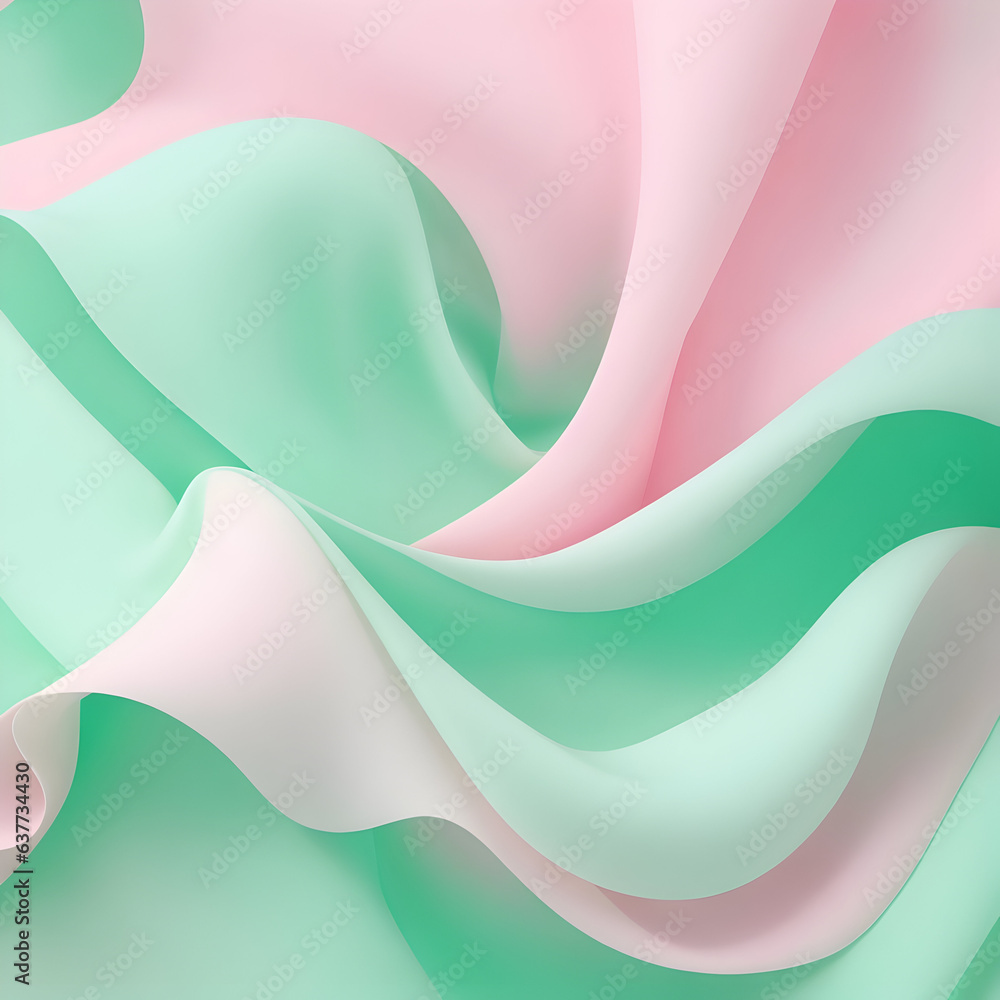 Pastel green and pink abstract background. Silk satin crumbled. Soft ...