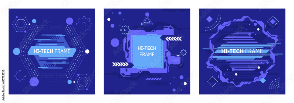 Futuristic hi-tech badge, frame or border. Futuristic HUD. Modern ...