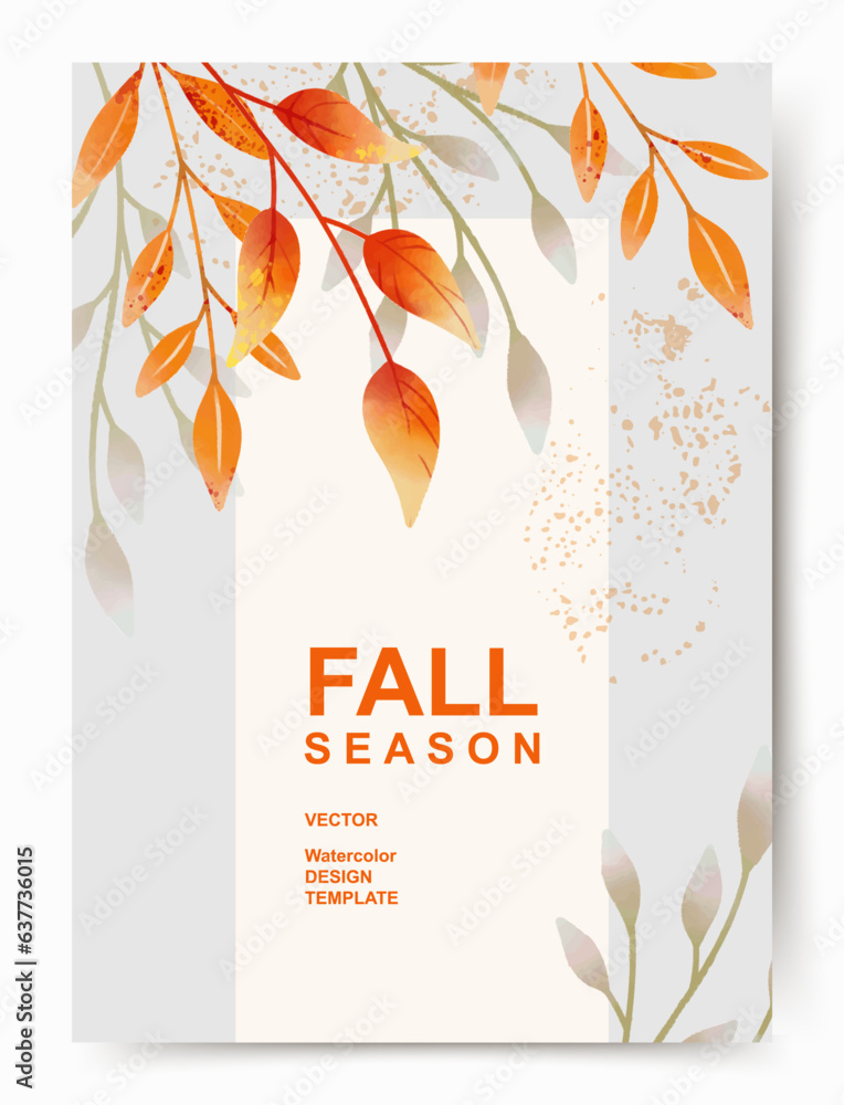 Autumn, Fall trendy background with beautiful leaves. Abstract vector ...