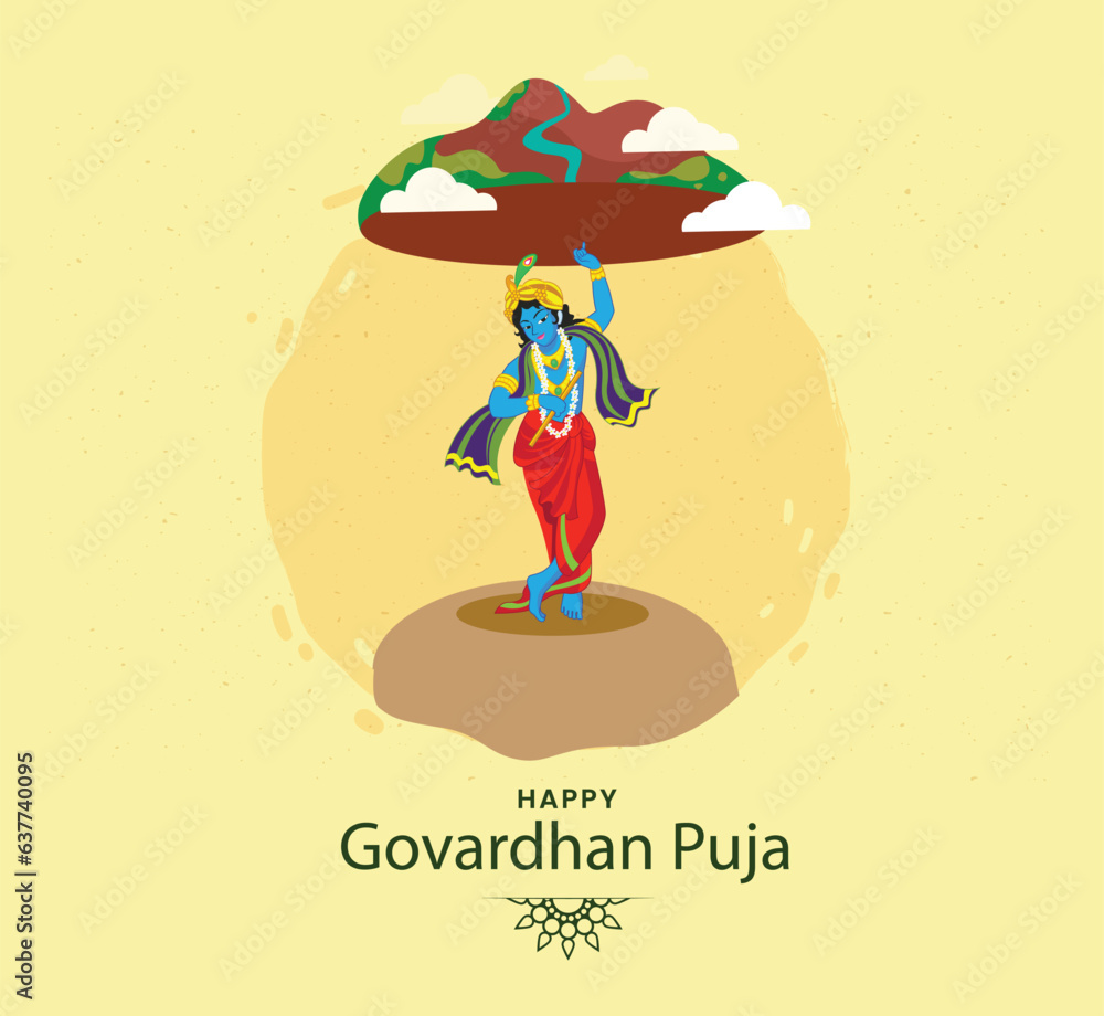 Happy Goverdhan Puja. Goverdhan Puja is a Hindu festival. Vector ...
