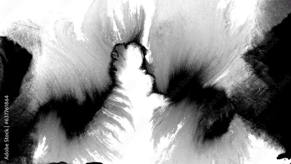 Black ink rorschach effect abstract background artistic flow splatter ...