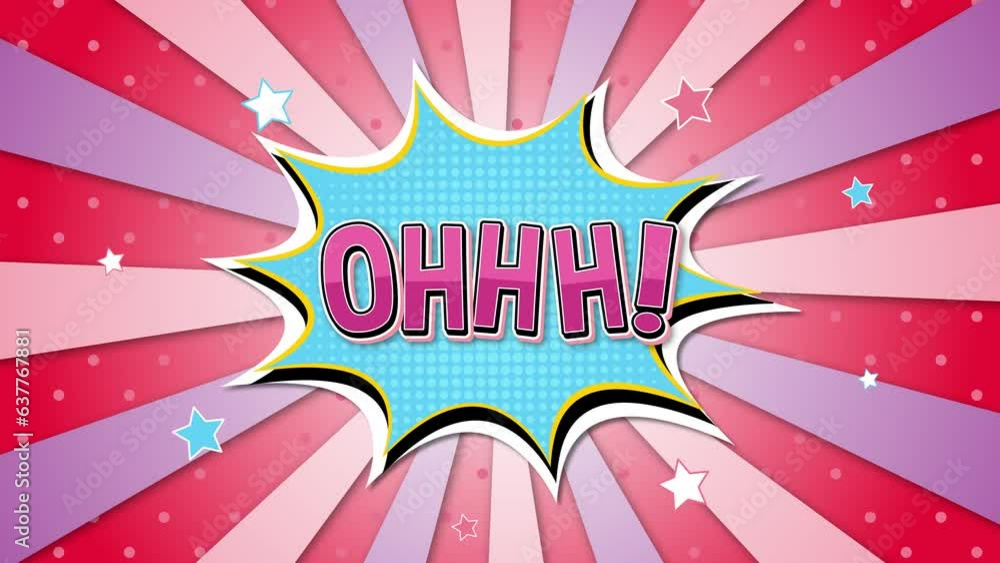 Word 'Ohhh!' on retro comic background with red, pink, and purple ...