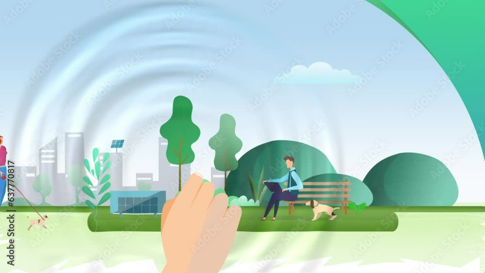 A 2d animation on going green in modern cities and eco-friendly parks ...