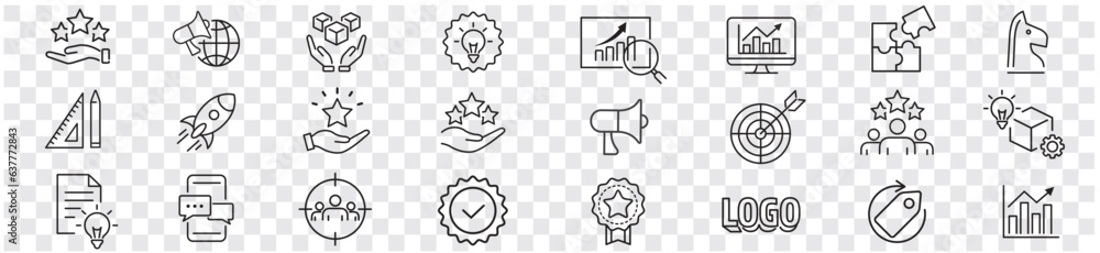 Branding Marketing Product Brand Value icons collection vector Stock ...