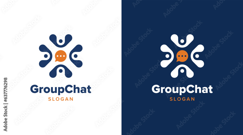 Community logo design with people and chat bubble icon Stock Vector ...