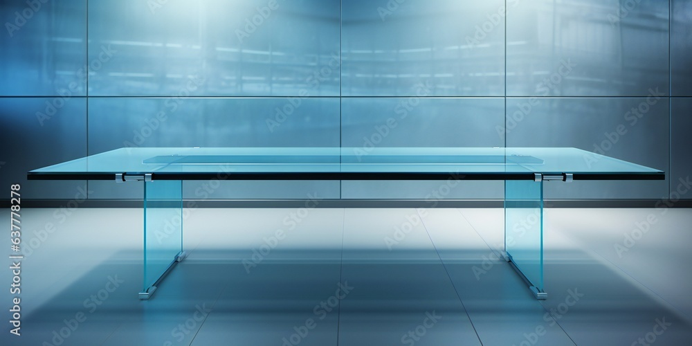 The surface of an empty glass table against the background of a ...