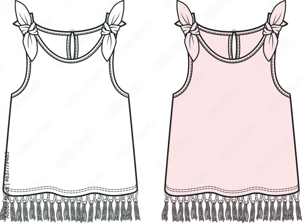 Top Vector Illustration for Girls, Technical Sketches of T Shirt ...