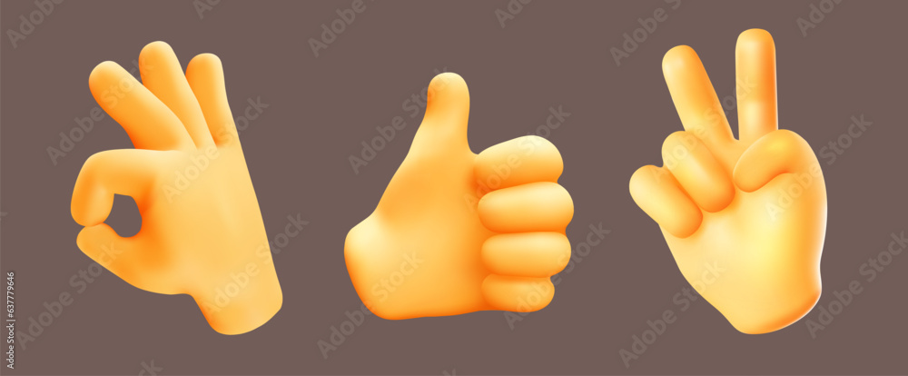 Vector illustration of group male hand gesture sign ok, thumb up and ...