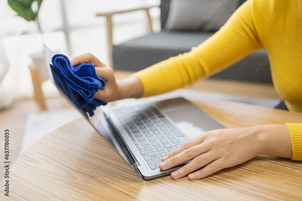 People are using laptop wipes on their desks, using cleaners and wipes ...
