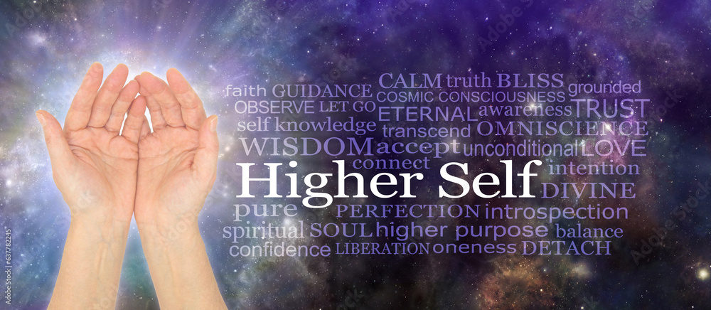 Higher Self Healing Word Cloud - female cupped hands beside a HIGHER ...