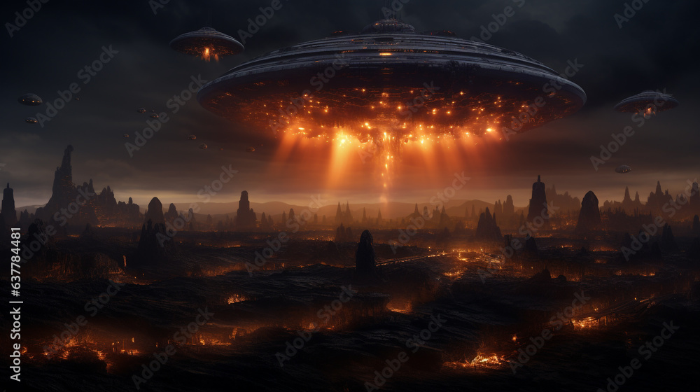 Alien invasion on Earth, giant UFO spaceships, extraterrestrial ...