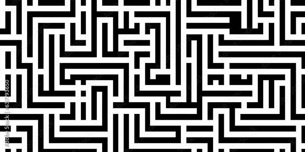 Seamless black and white abstract maze line pattern. Geometric tileable ...