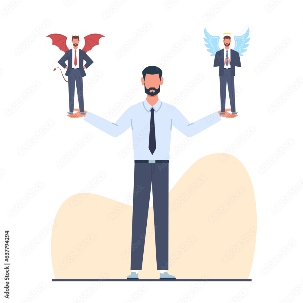 Concept of disagreement in decision making, confused businessman doesnt ...